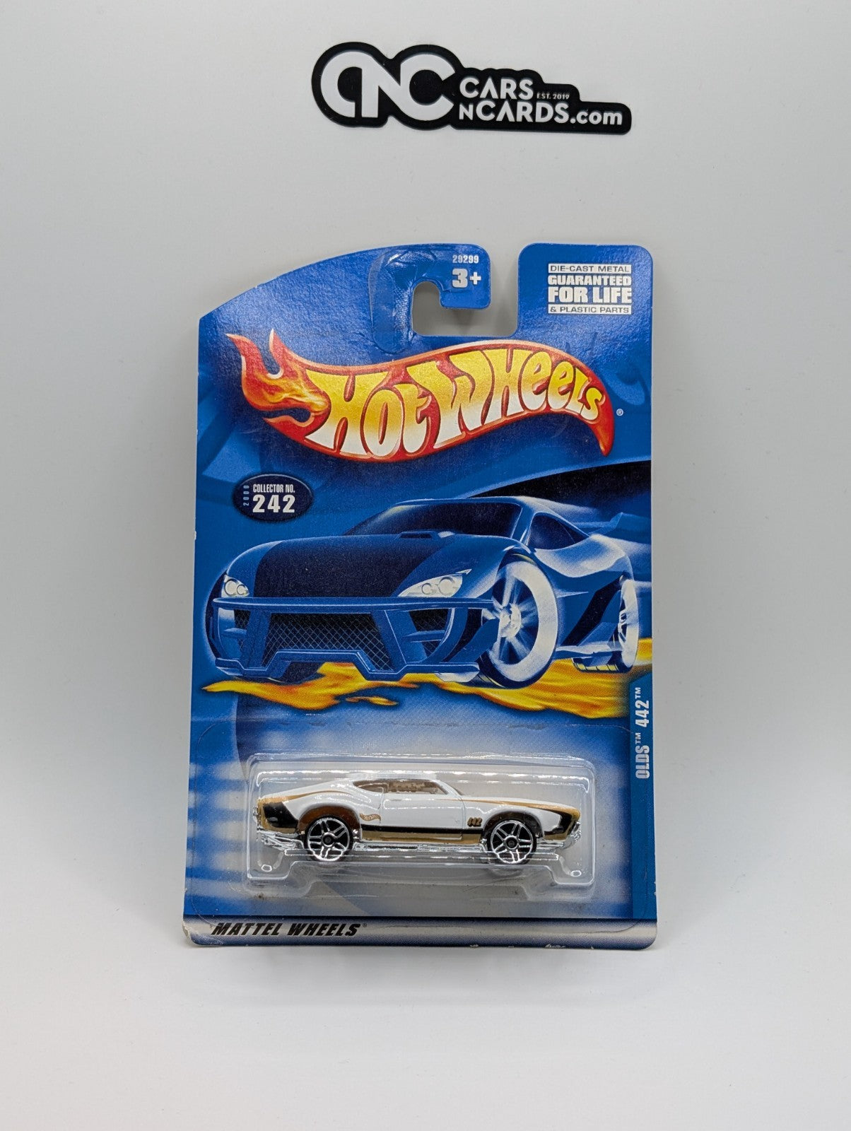 2000 Hot Wheels Olds 442 White Collector #242 (Card Damage) – Cars N Cards