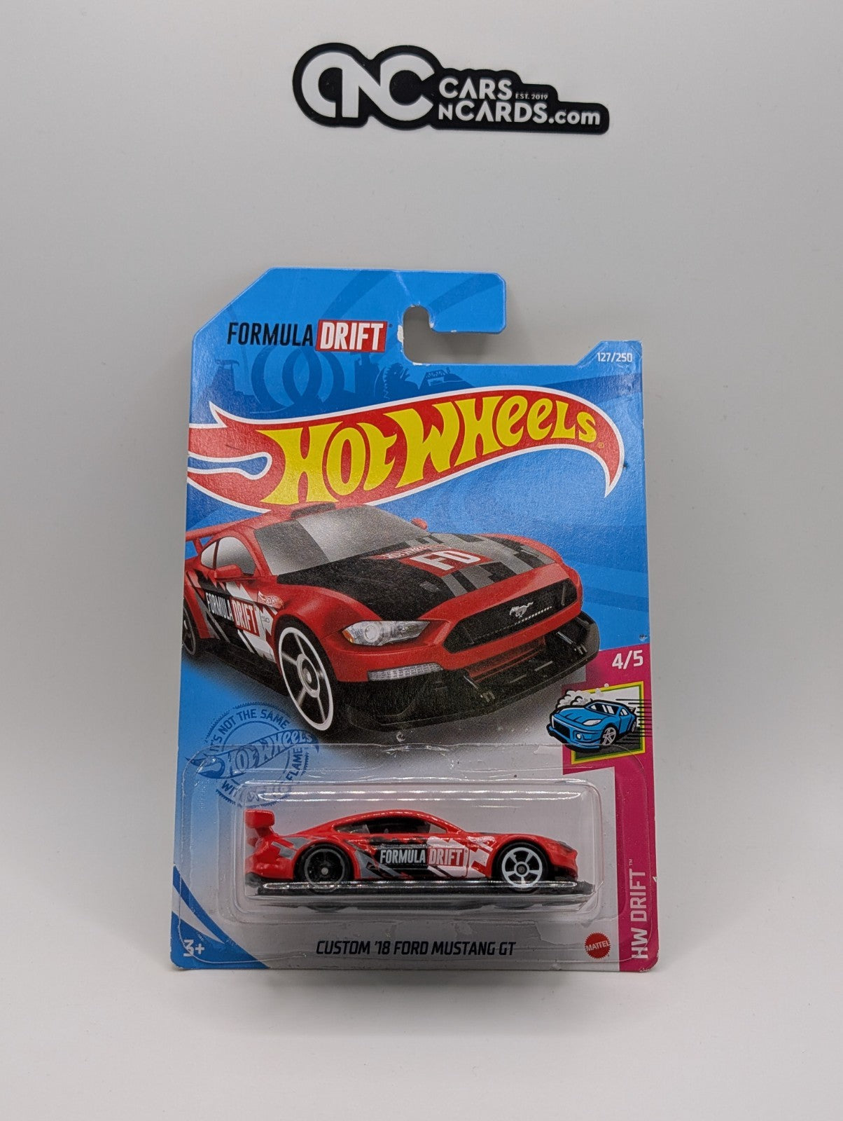Hot Wheels Custom '18 Ford Mustang GT Formula Drift 127/250 (Card Dama ...