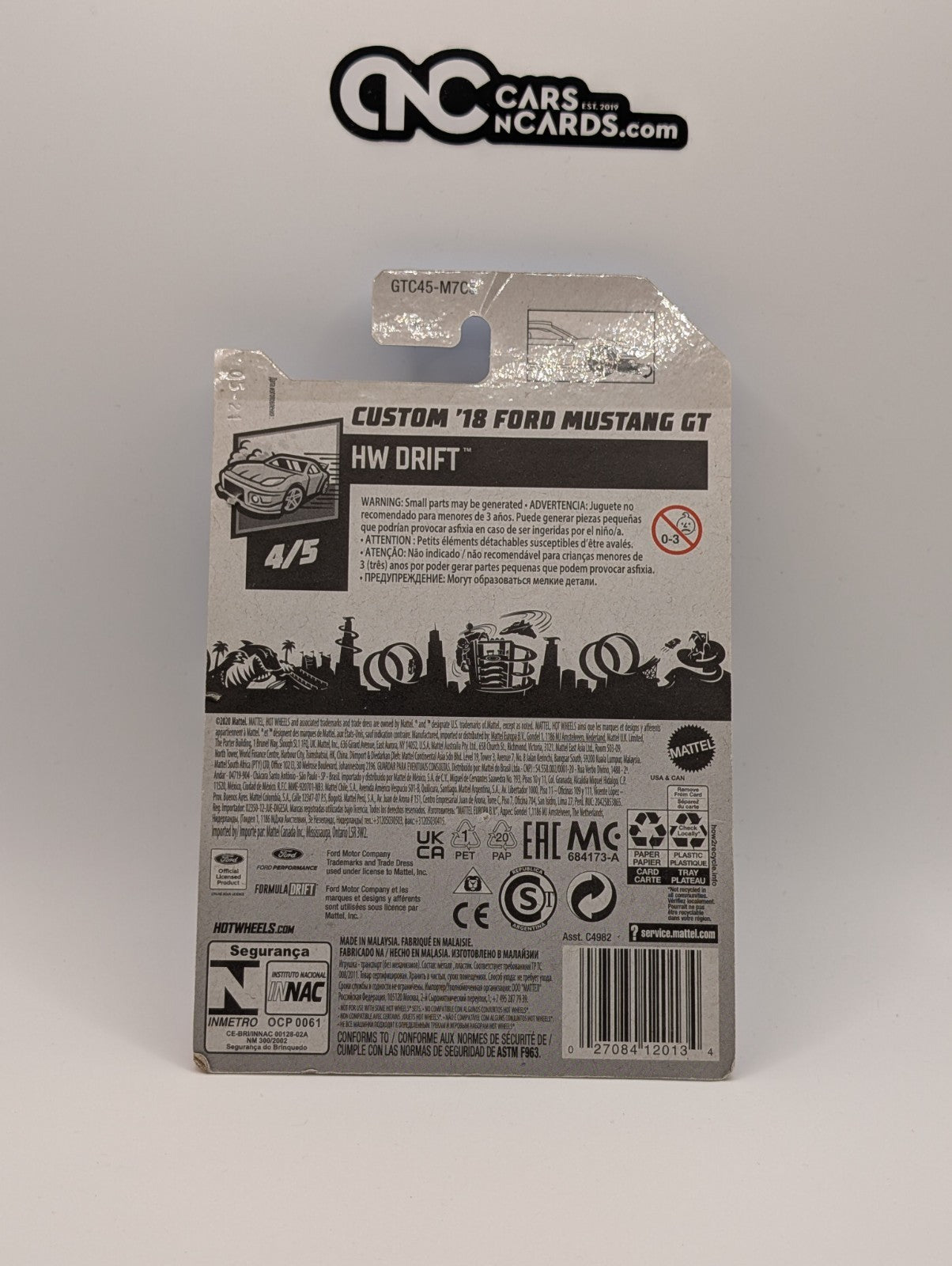 Hot Wheels Custom '18 Ford Mustang GT Formula Drift 127/250 (Card Dama ...