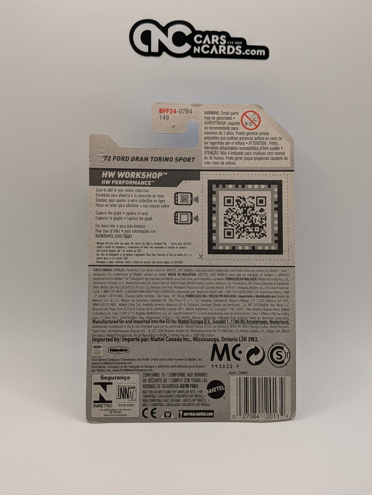 Hot Wheels HW Workshop '72 Ford Gran Torino Sport 248/250 (Card Damage ...