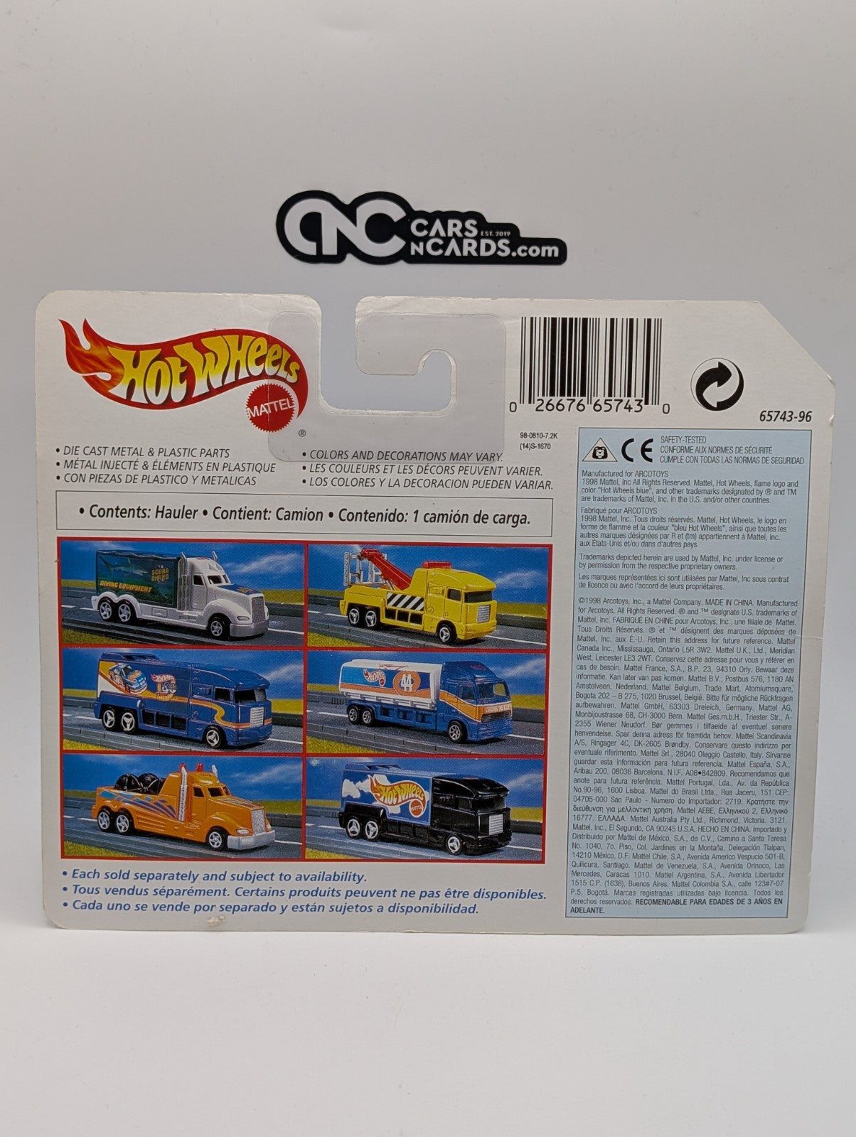 1999 Hot Wheels Haulers Cabover Tank Truck HW Racing #44 (Card Damage ...