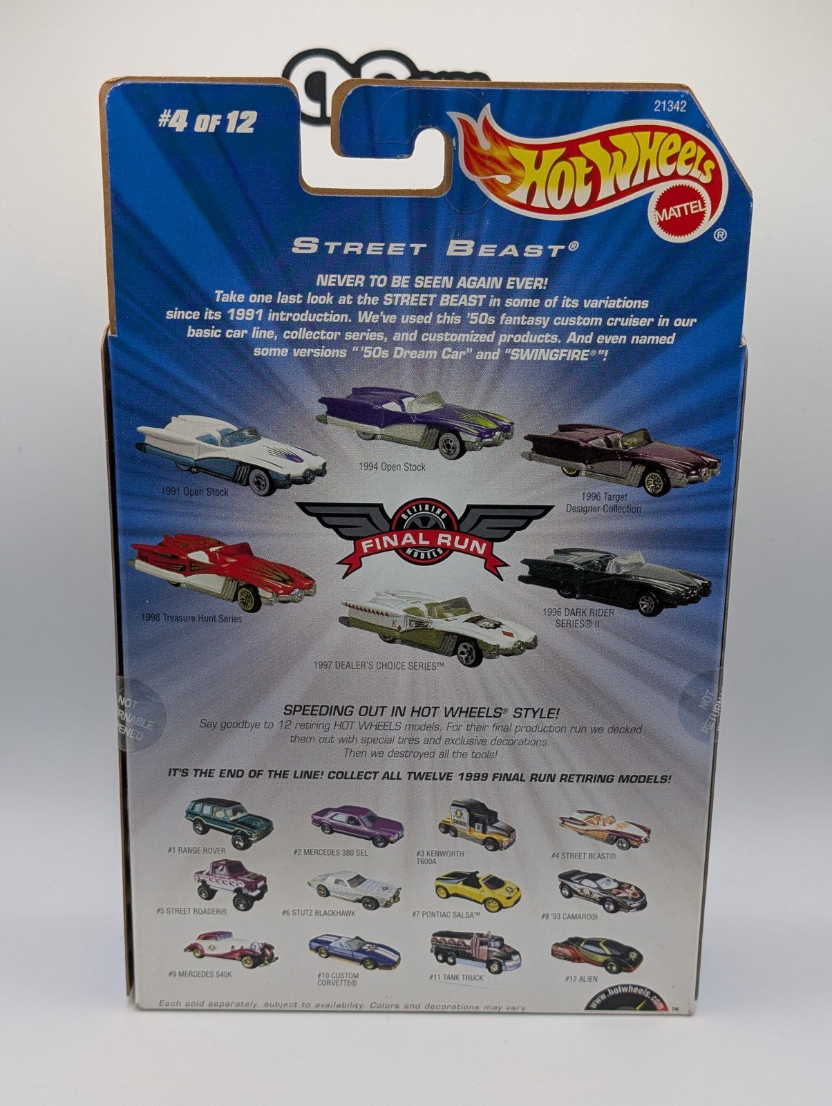 1999 Hot Wheels Final Run 4/12 Street Beast (Soft Corners) – Cars N Cards