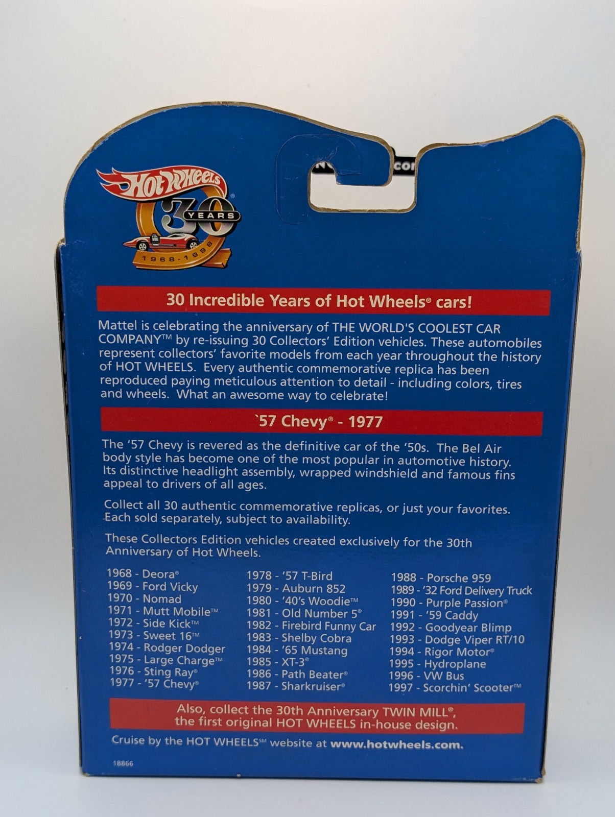 1998 Hot Wheels 30th Anniversary 1977 Replica '57 Chevy (Damaged Box ...