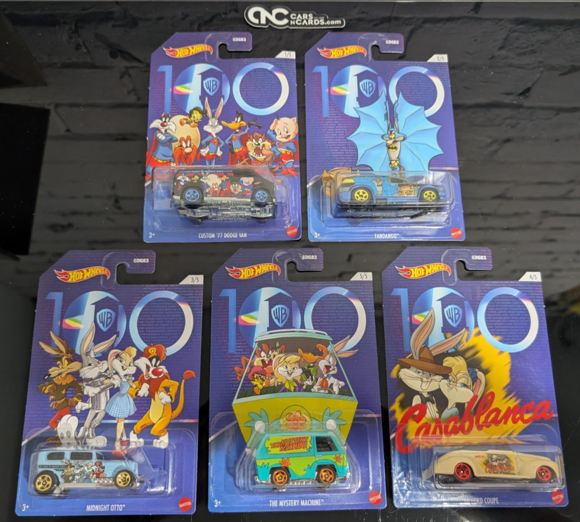 2023 Hot Wheels Warner Bros. 100th Anniversary Set of 5 Cars (Soft Cor ...
