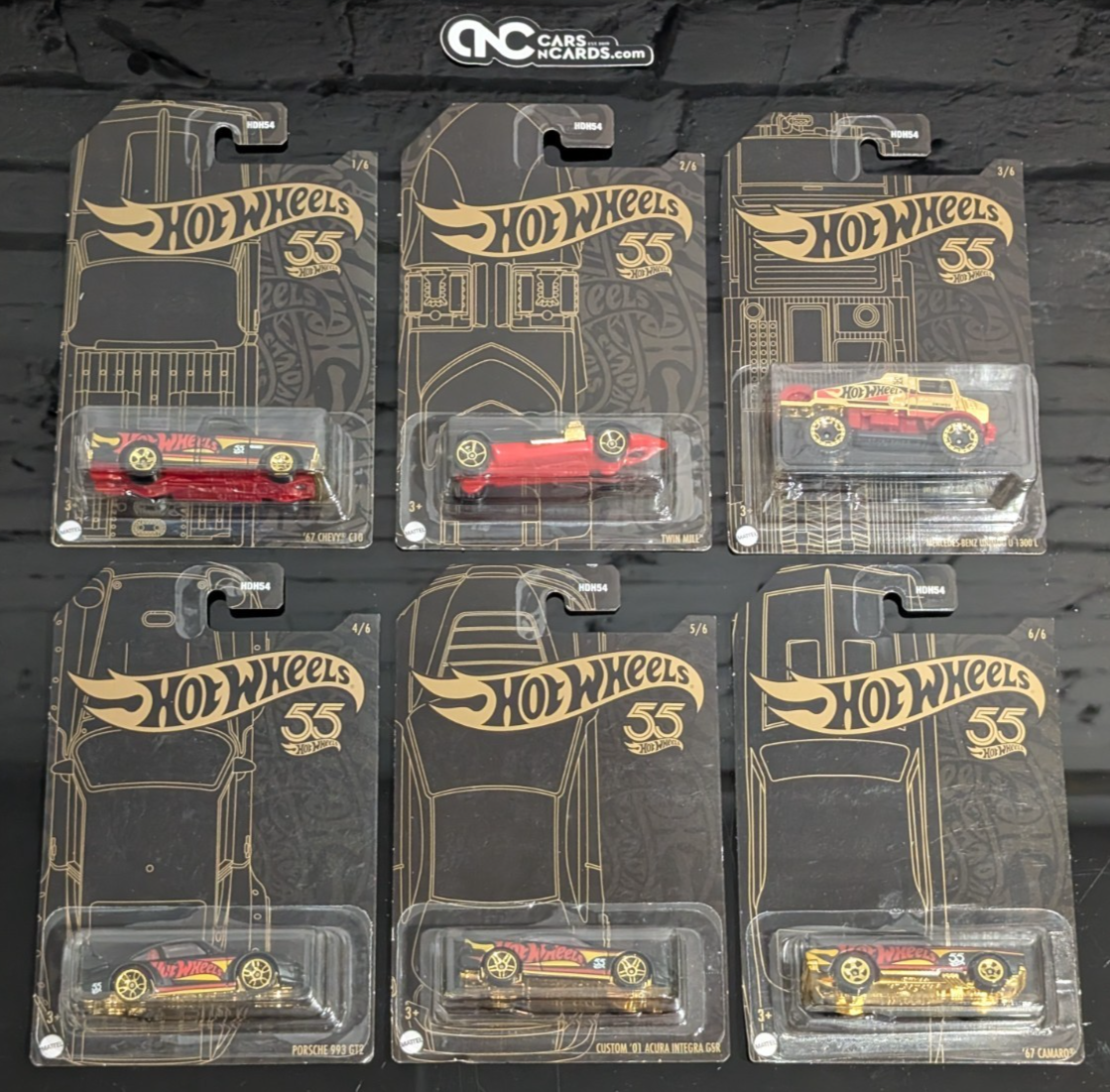 2023 Hot Wheels 55th Anniversary Mix 2 Set of 6 Cars (Soft Corners ...