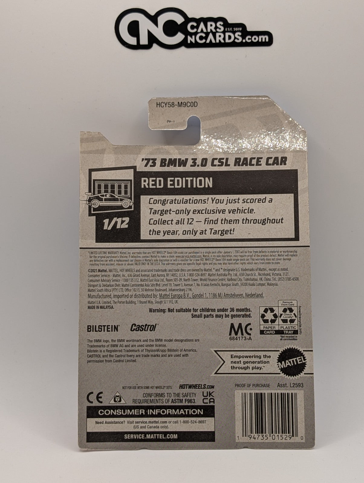 2022 Hot Wheels Red Edition 1/12 '73 BMW 3.0 CSL Race Car 34/250 (Soft ...