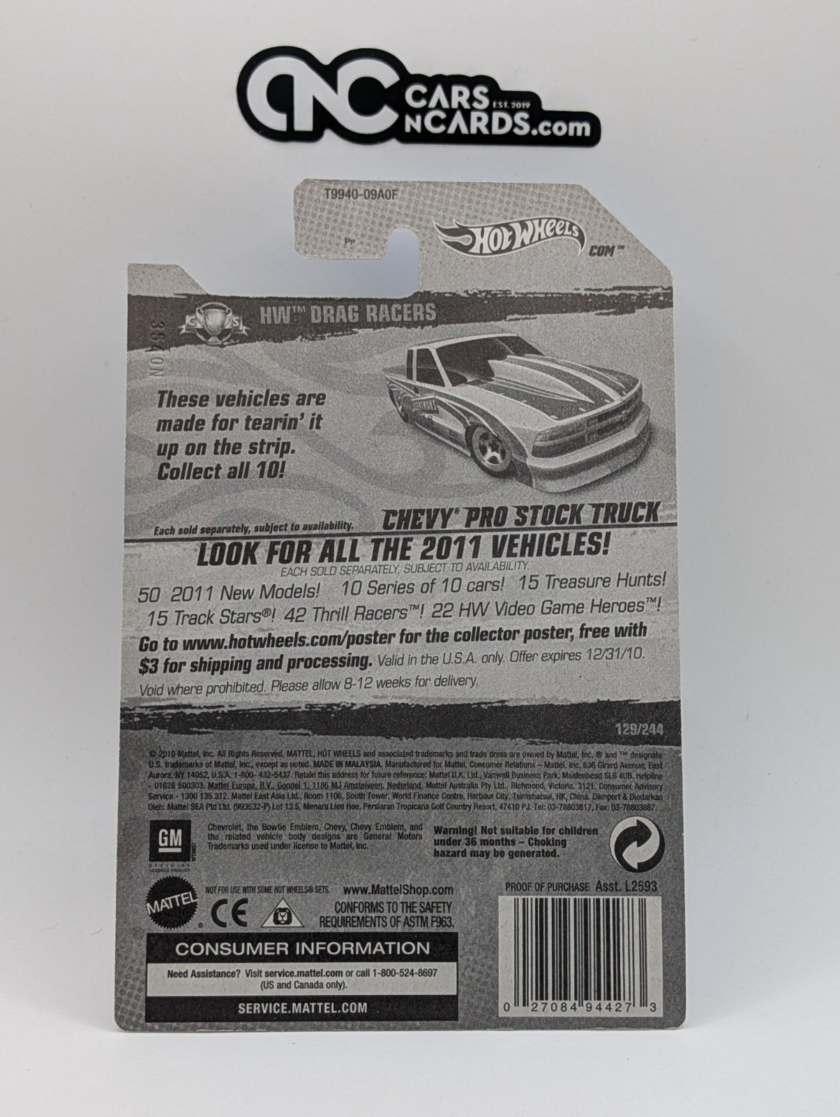2011 Hot Wheels Factory Sealed Drag Racers 9/10 Chevy Pro Stock Truck ...