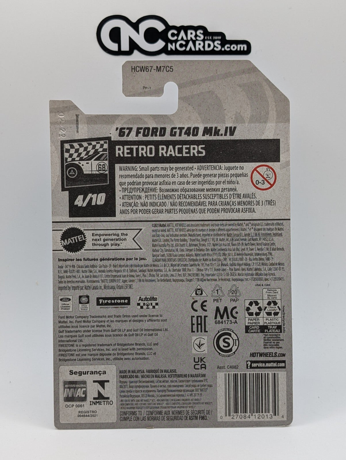 2022 Hot Wheels Retro Racers 4/10 '67 Ford GT40 Mk.IV Gulf White 58/25 ...