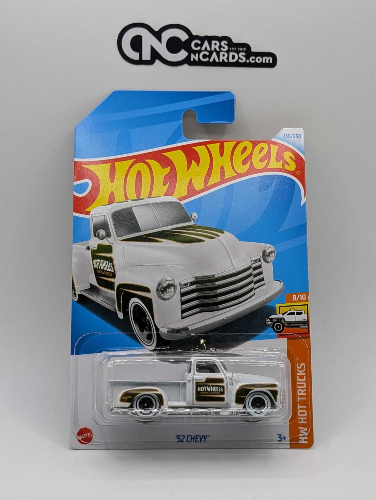 2024 Hot Wheels HW Hot Trucks 8/10 '52 Chevy White 39/250 – Cars N Cards