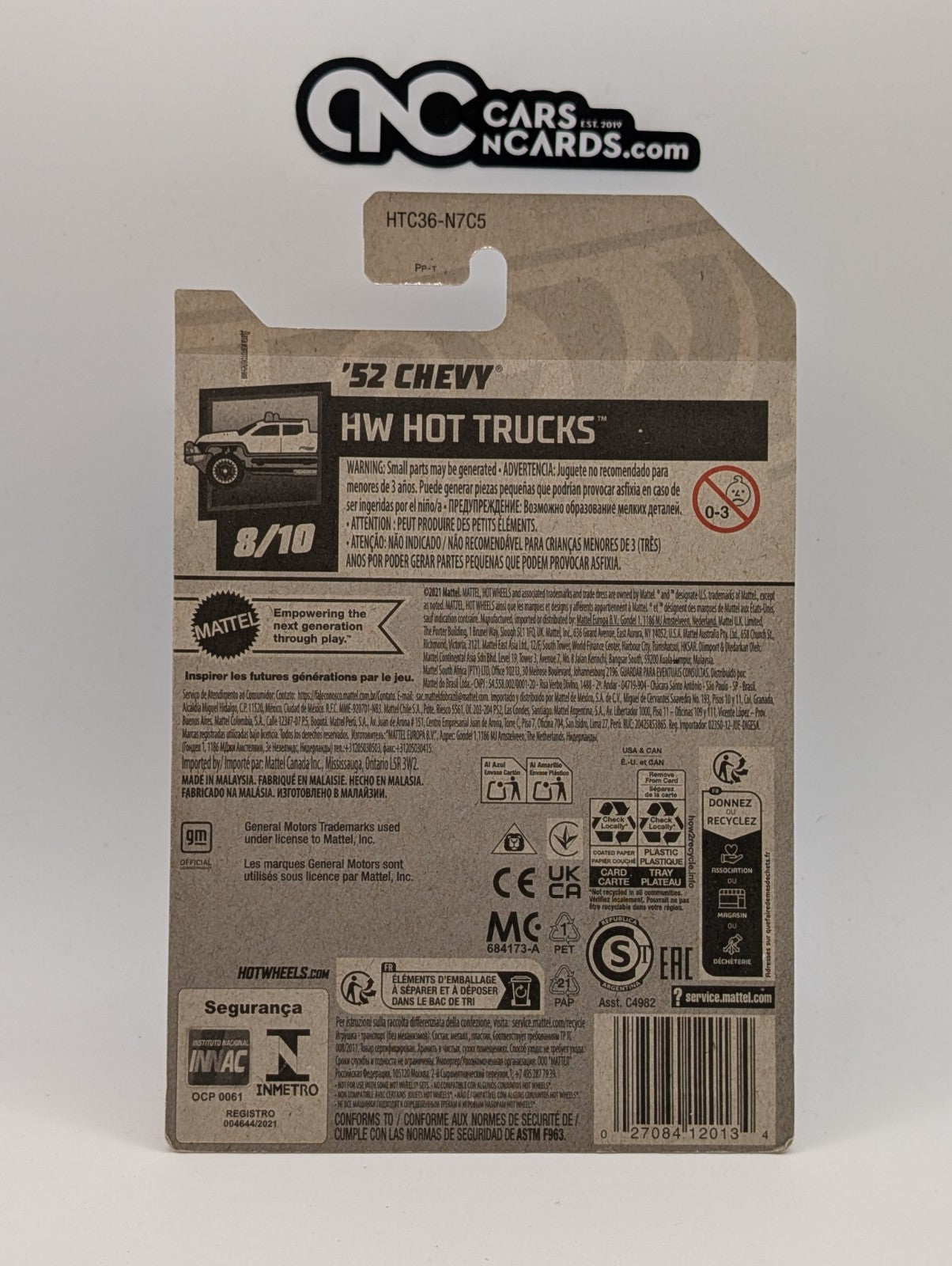 2024 Hot Wheels HW Hot Trucks 8/10 '52 Chevy White 39/250 – Cars N Cards