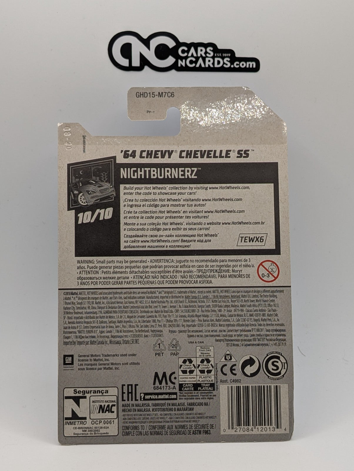 2020 Hot Wheels Nightburnerz 10/10 '64 Chevy Chevelle SS 247/250 (Card ...