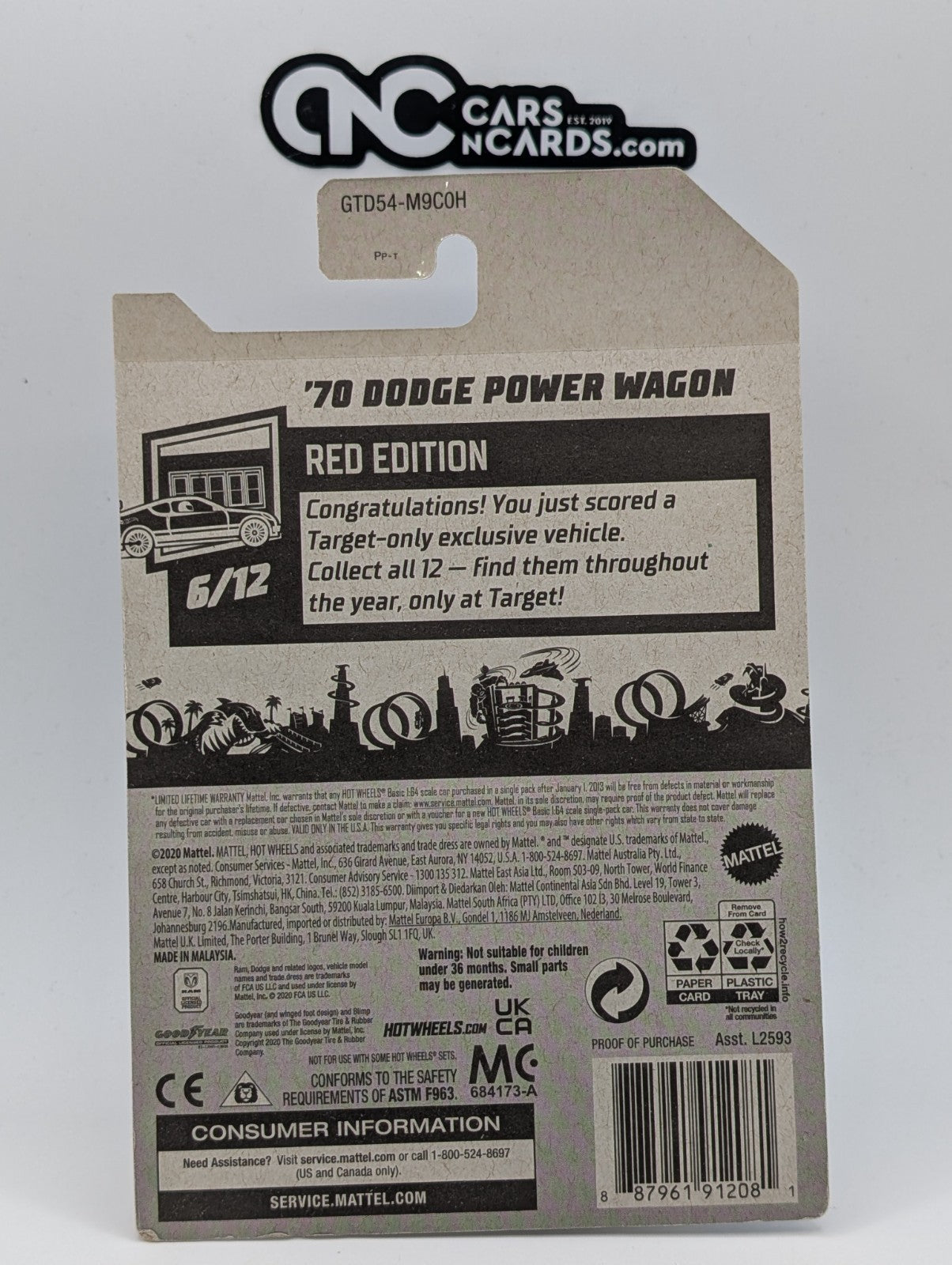 2021 Hot Wheels Red Edition 6/12 '70 Dodge Power Wagon Target Exclusiv ...