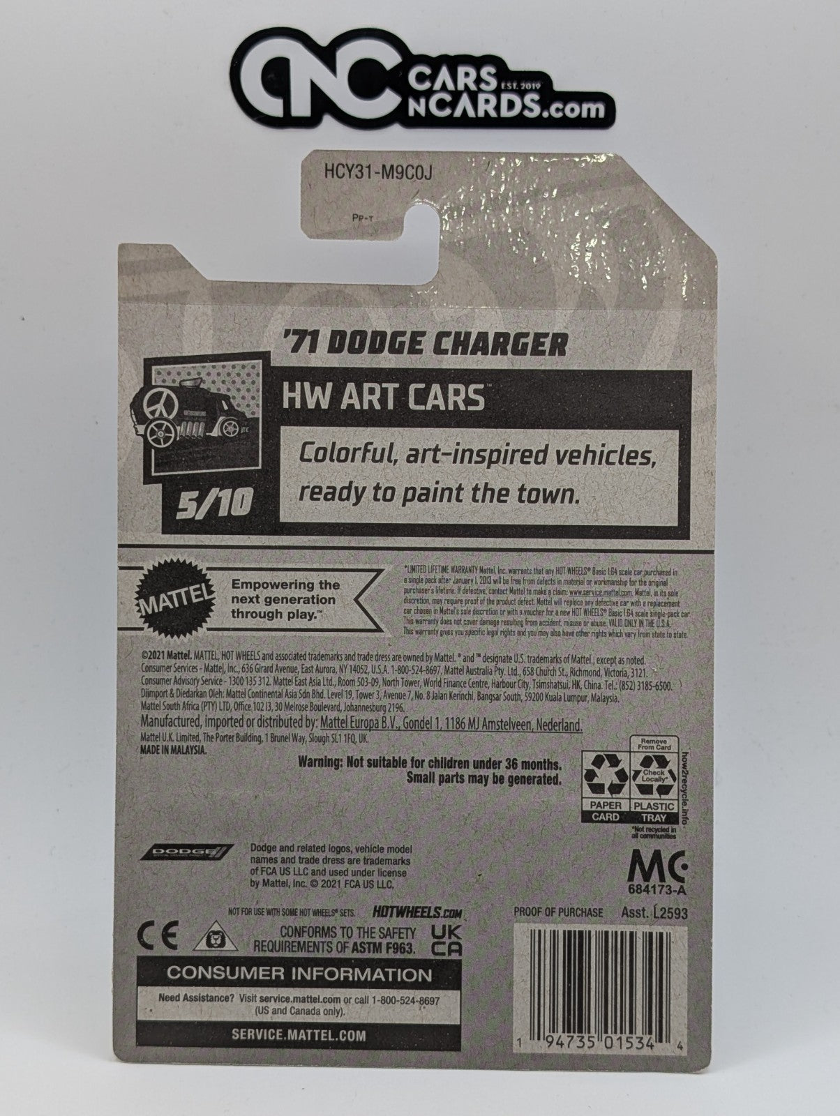 2022 Hot Wheels HW Art Cars '71 Dodge Charger ZAMAC 109/250 Walmart Ex ...