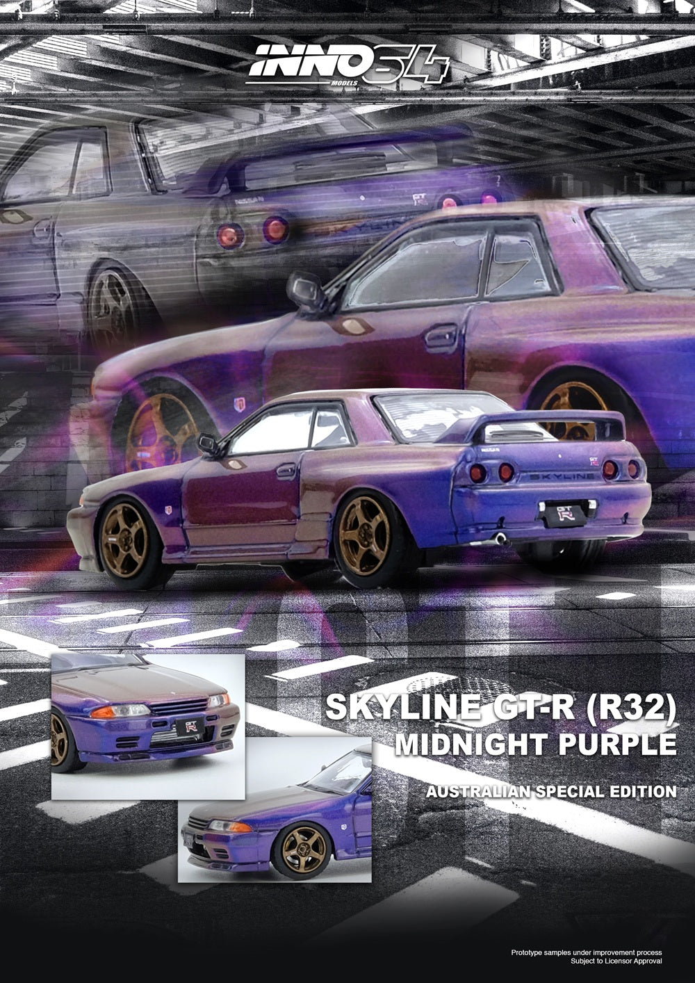 (PRE-ORDER) INNO64 1:64 SKYLINE GT-R (R32) Midnight Purple Australia S ...